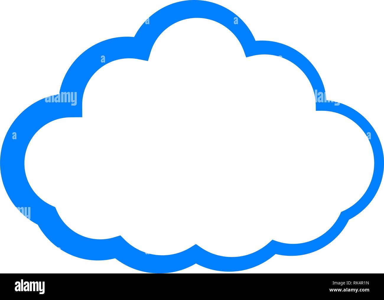 Cloud symbol icon - blue simple outline, isolated - vector illustration ...