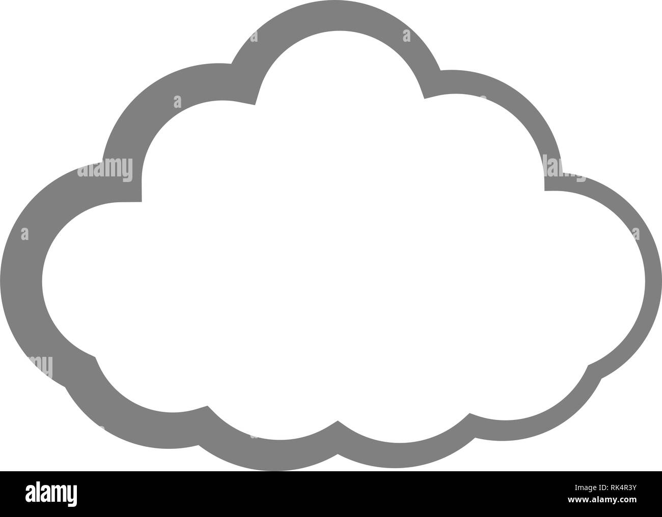 Cloud symbol icon - gray simple outline, isolated - vector illustration ...