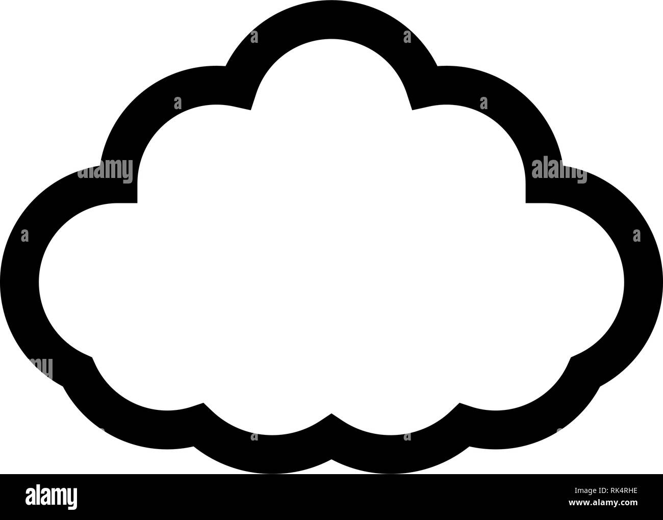 Cloud symbol icon - black simple outline, isolated - vector ...