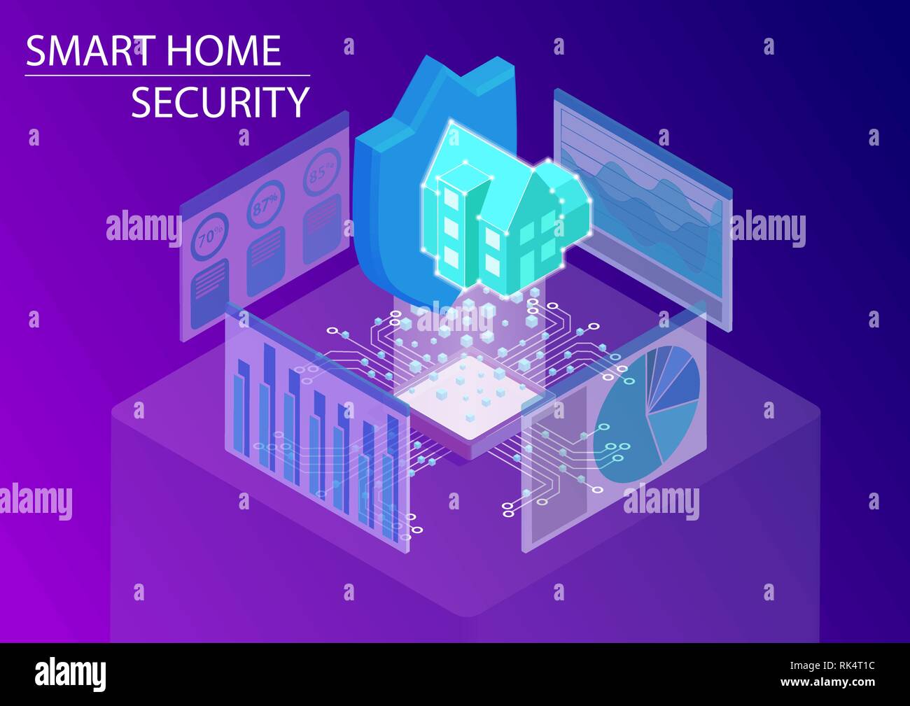 Smart home security concept. 3d isometric vector illustration Stock ...