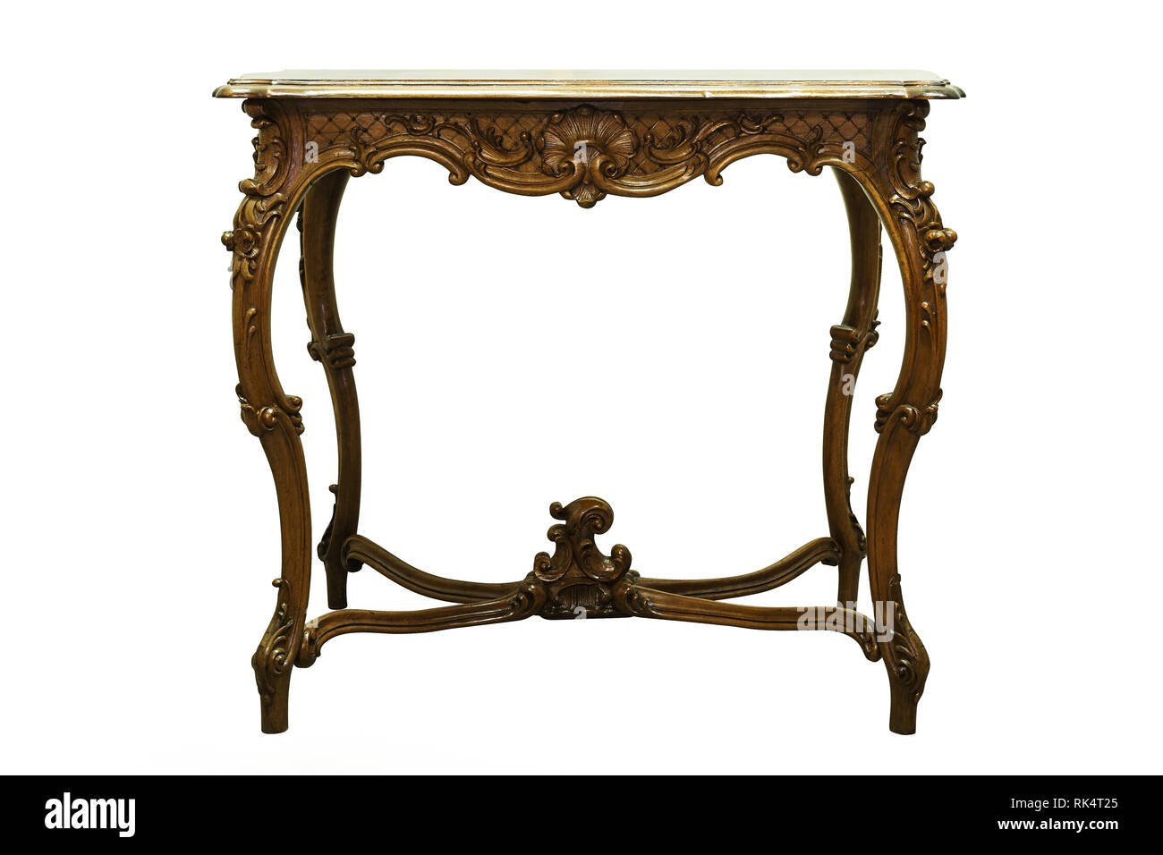 Vintage rococo style small hard wood table isolated on white Stock ...