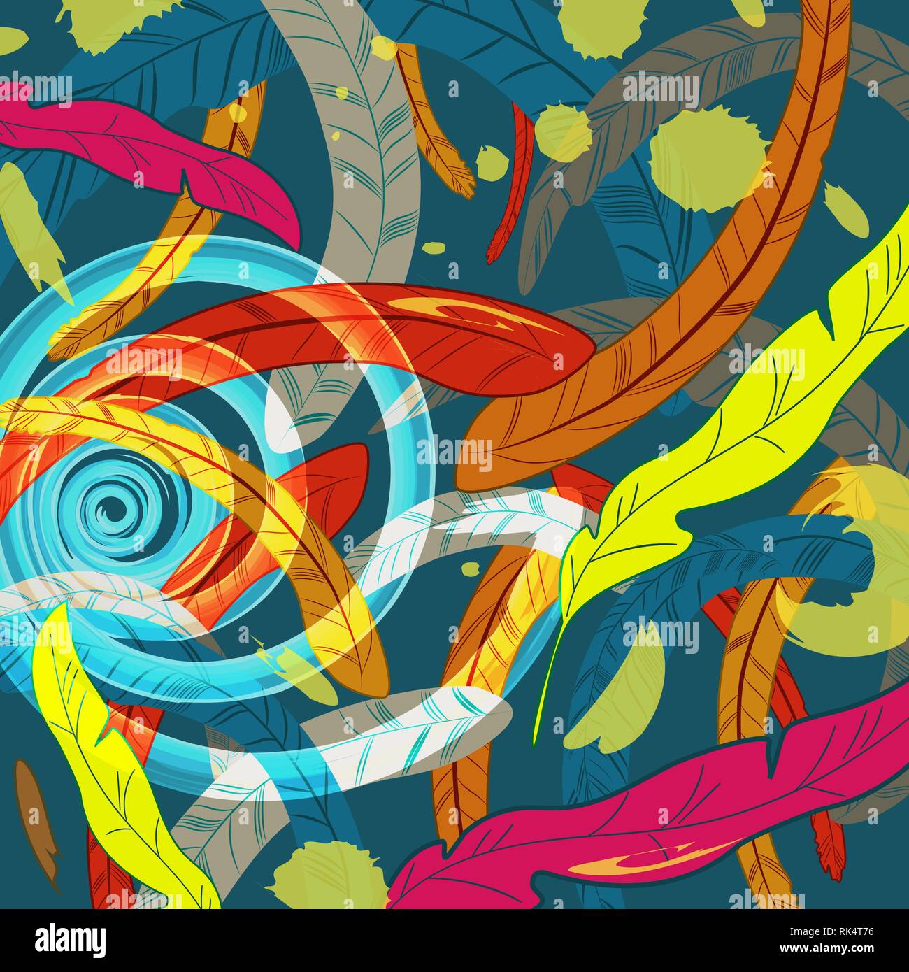 Abstract background of falling feathers, drops and swirl Stock Vector ...