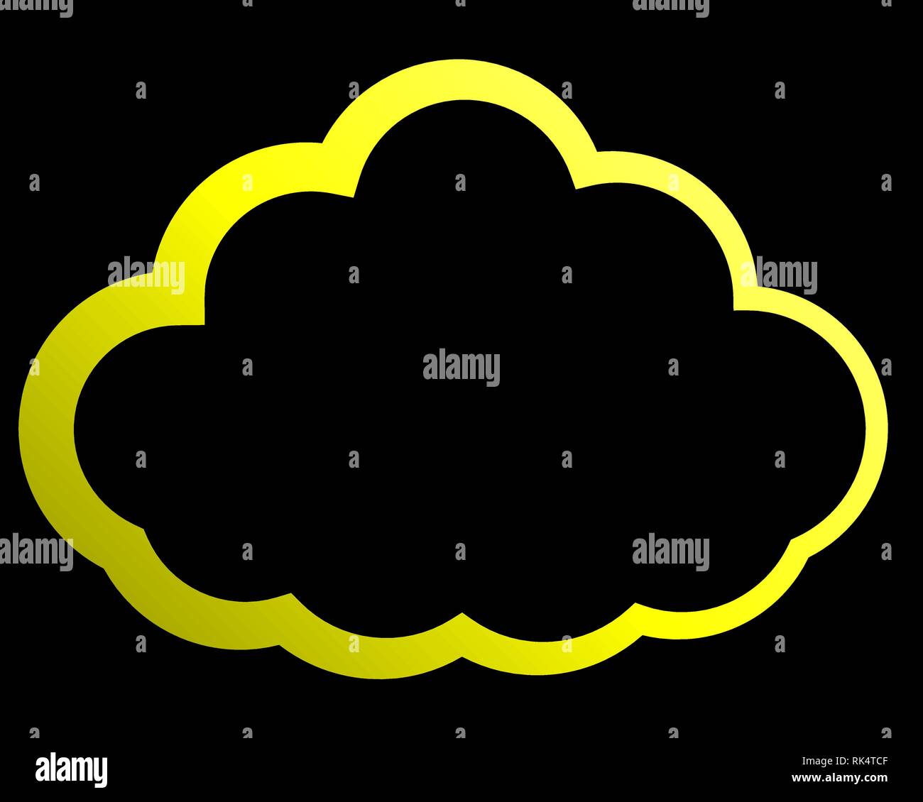 Cloud symbol icon - yellow gradient outline, isolated - vector ...
