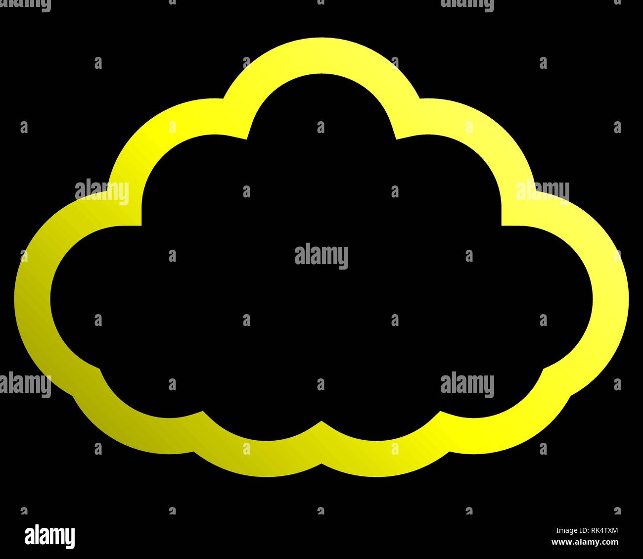 Cloud symbol icon - yellow gradient outline, isolated - vector ...
