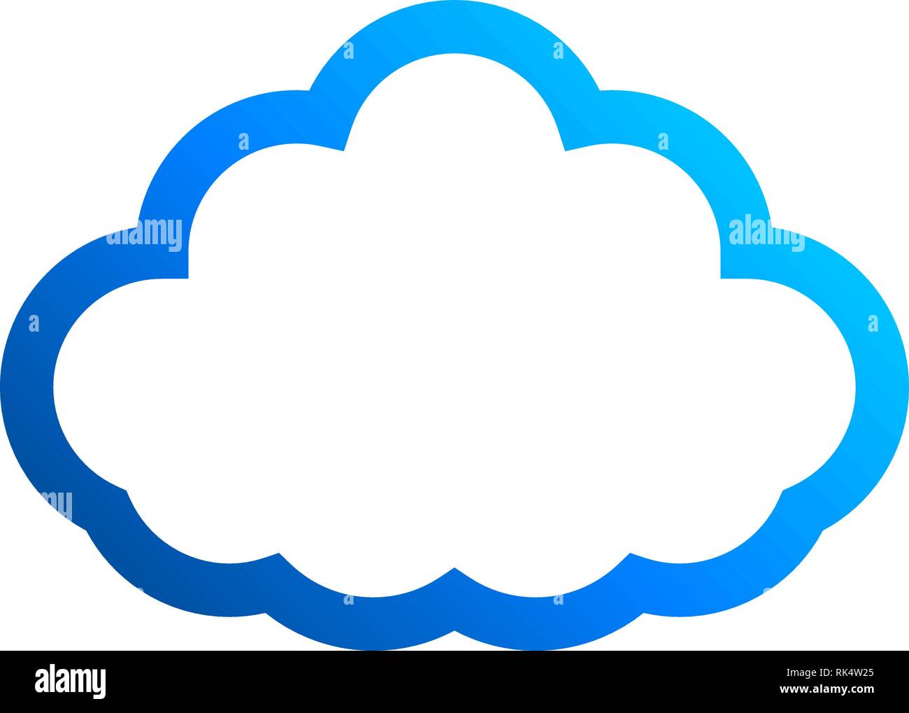 Cloud symbol icon - blue gradient outline, isolated - vector ...