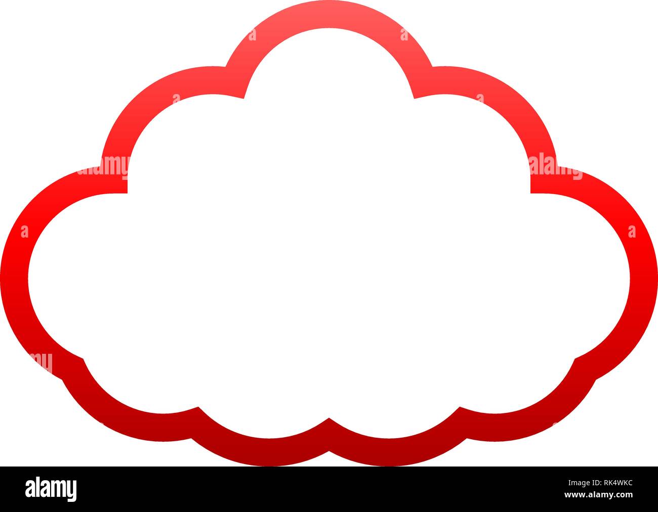Cloud symbol icon - red gradient outline, isolated - vector ...