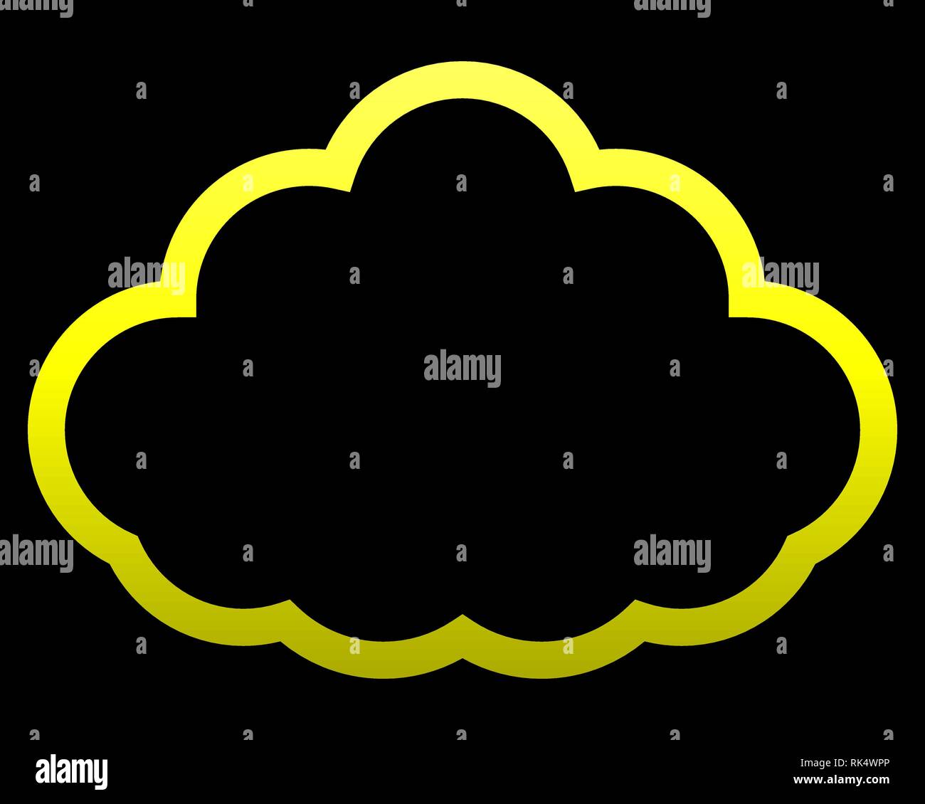 Cloud symbol icon - yellow gradient outline, isolated - vector ...