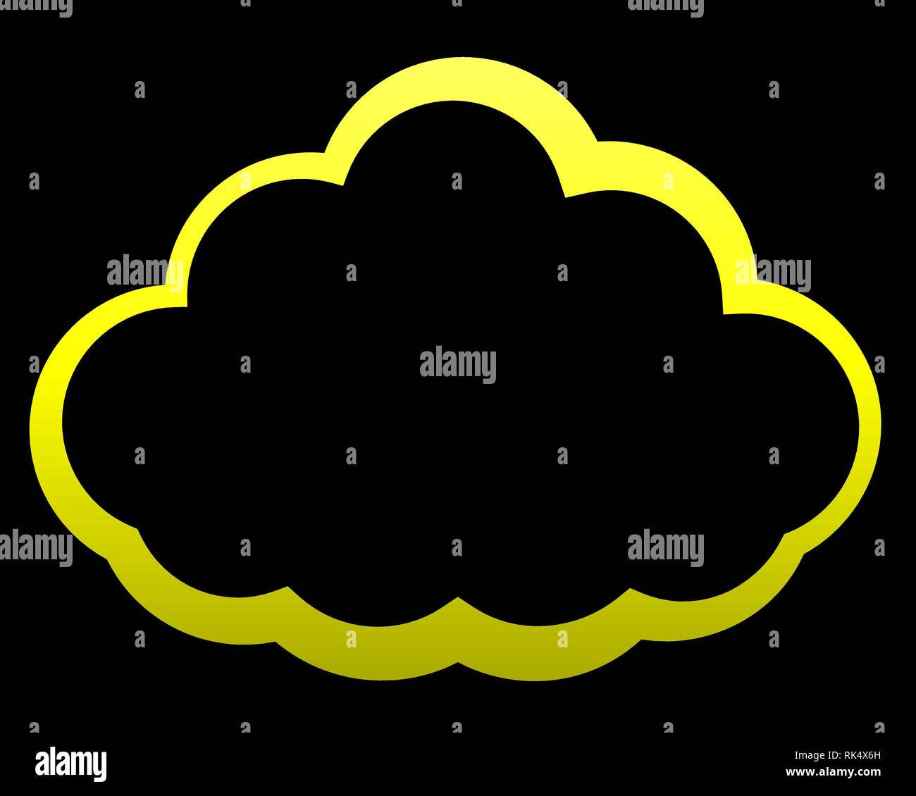 Cloud symbol icon - yellow gradient outline, isolated - vector ...