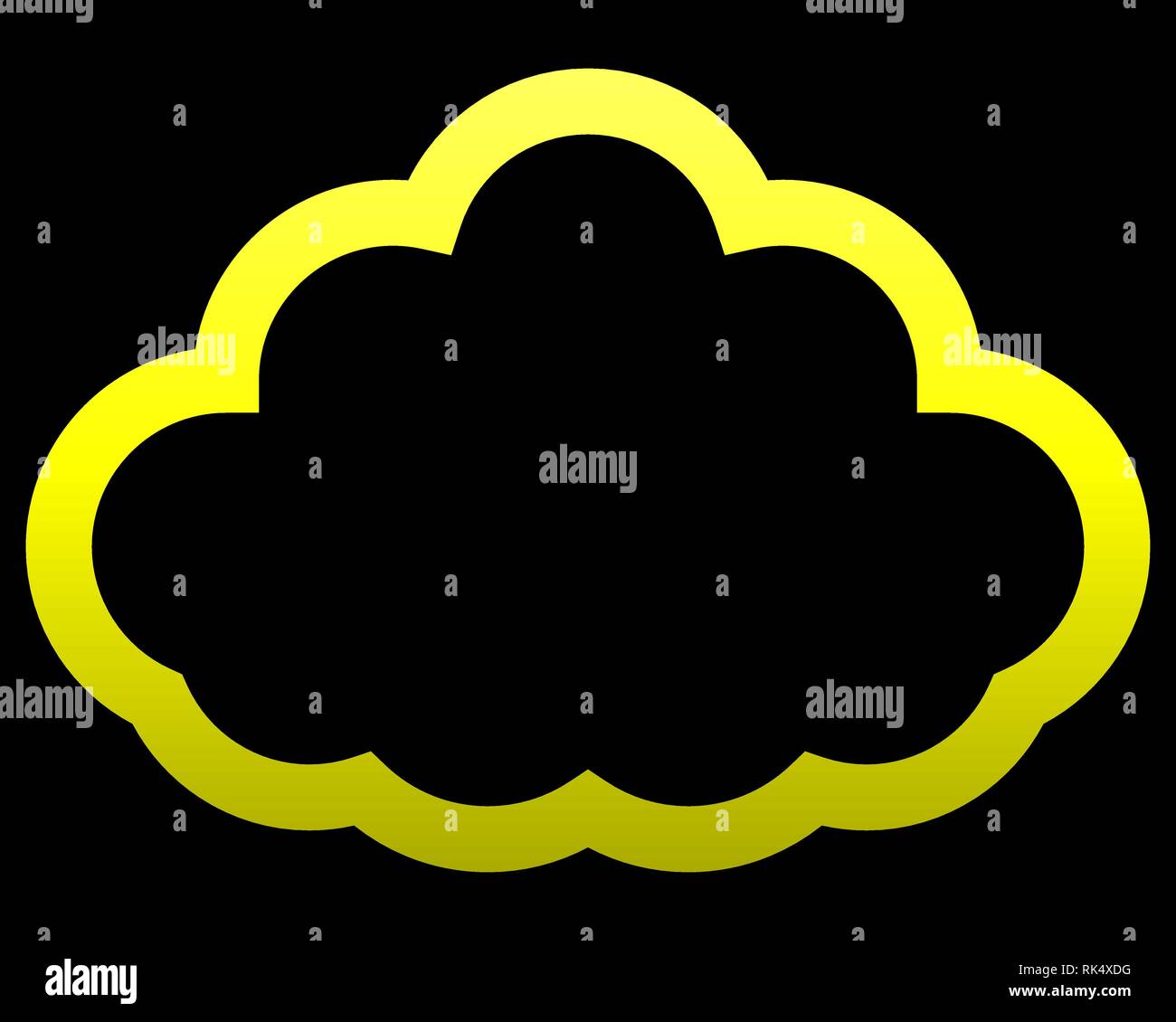 Cloud symbol icon - yellow gradient outline, isolated - vector ...