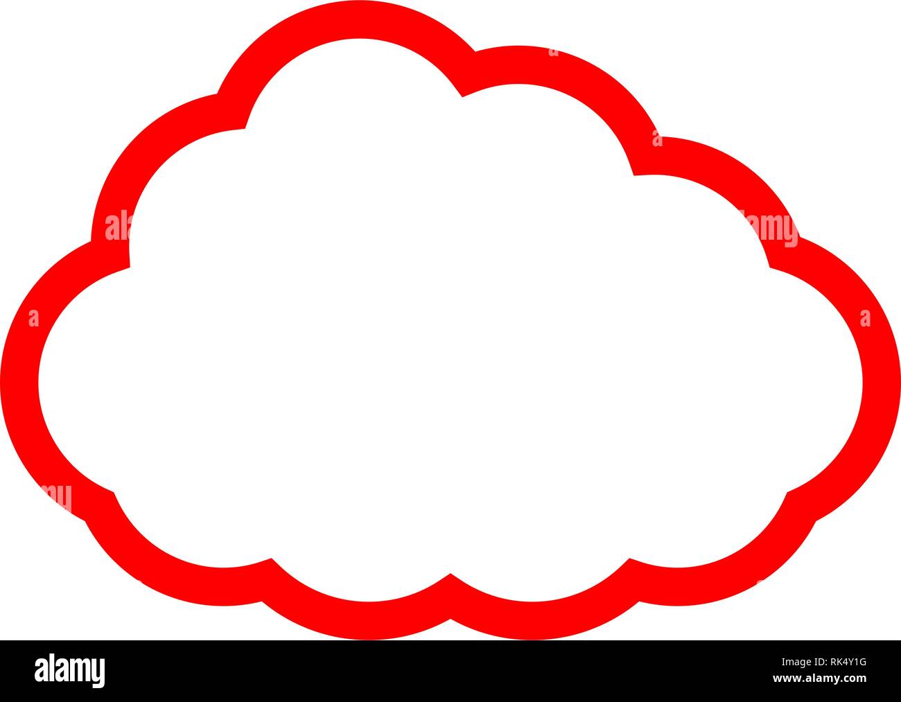 Cloud symbol icon - red simple outline, isolated - vector illustration ...