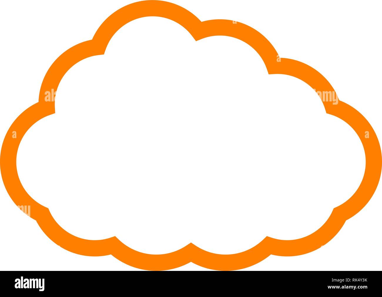 Cloud symbol icon - orange simple outline, isolated - vector ...