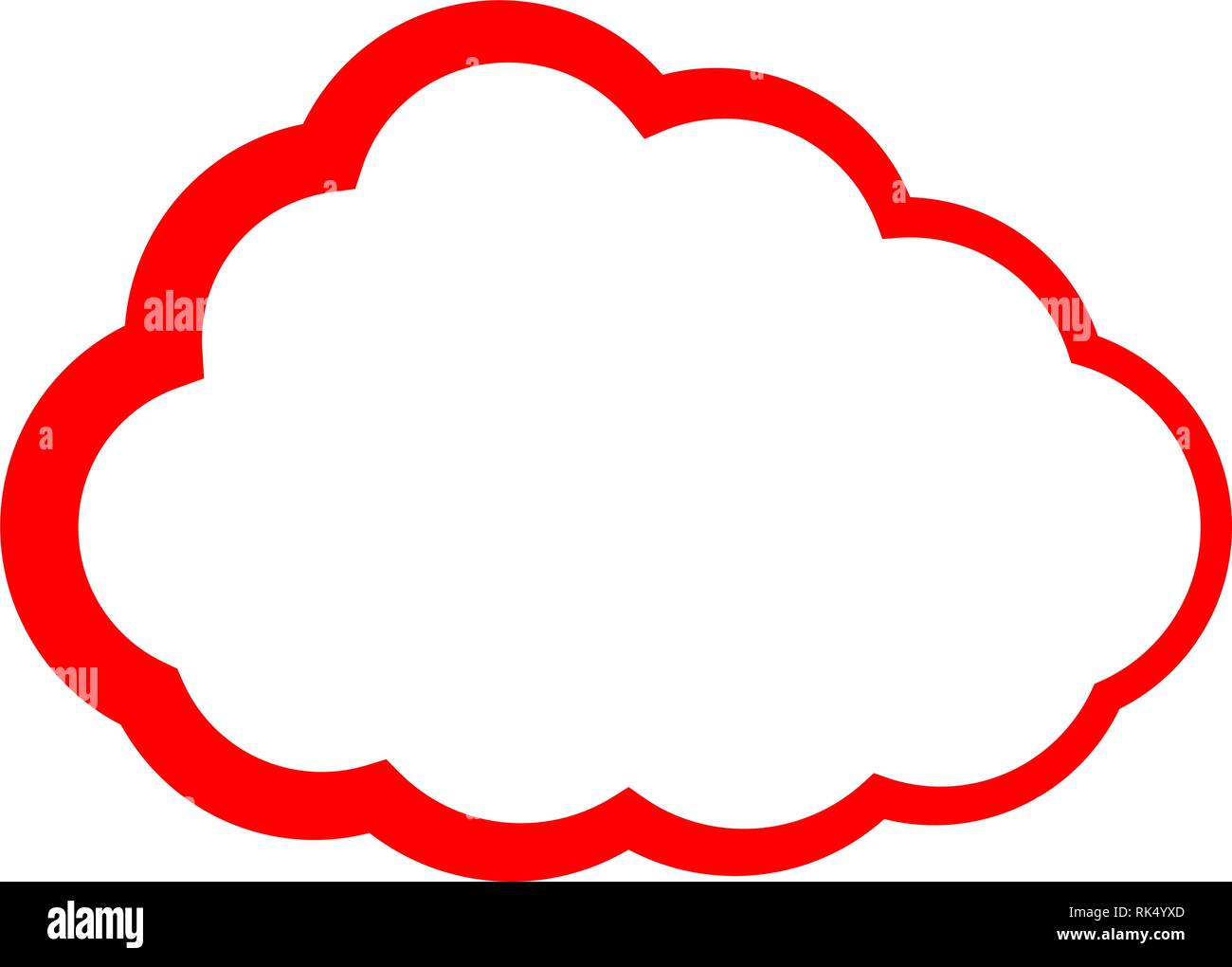 Cloud symbol icon - red simple outline, isolated - vector illustration ...