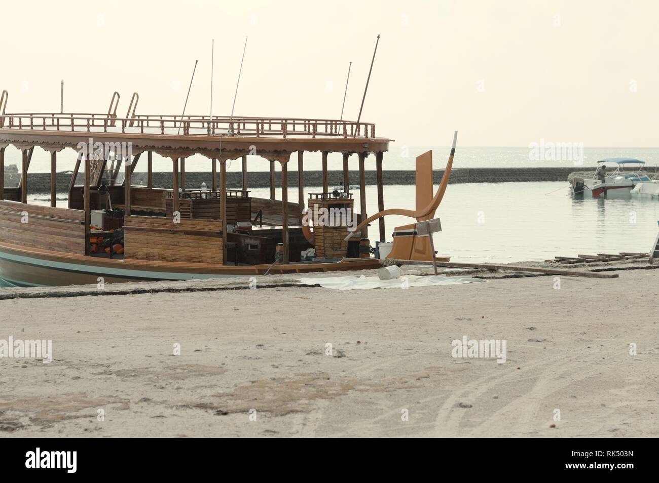 Traditional maldivian boat in the harbor (Ari Atoll, Maldives Stock ...