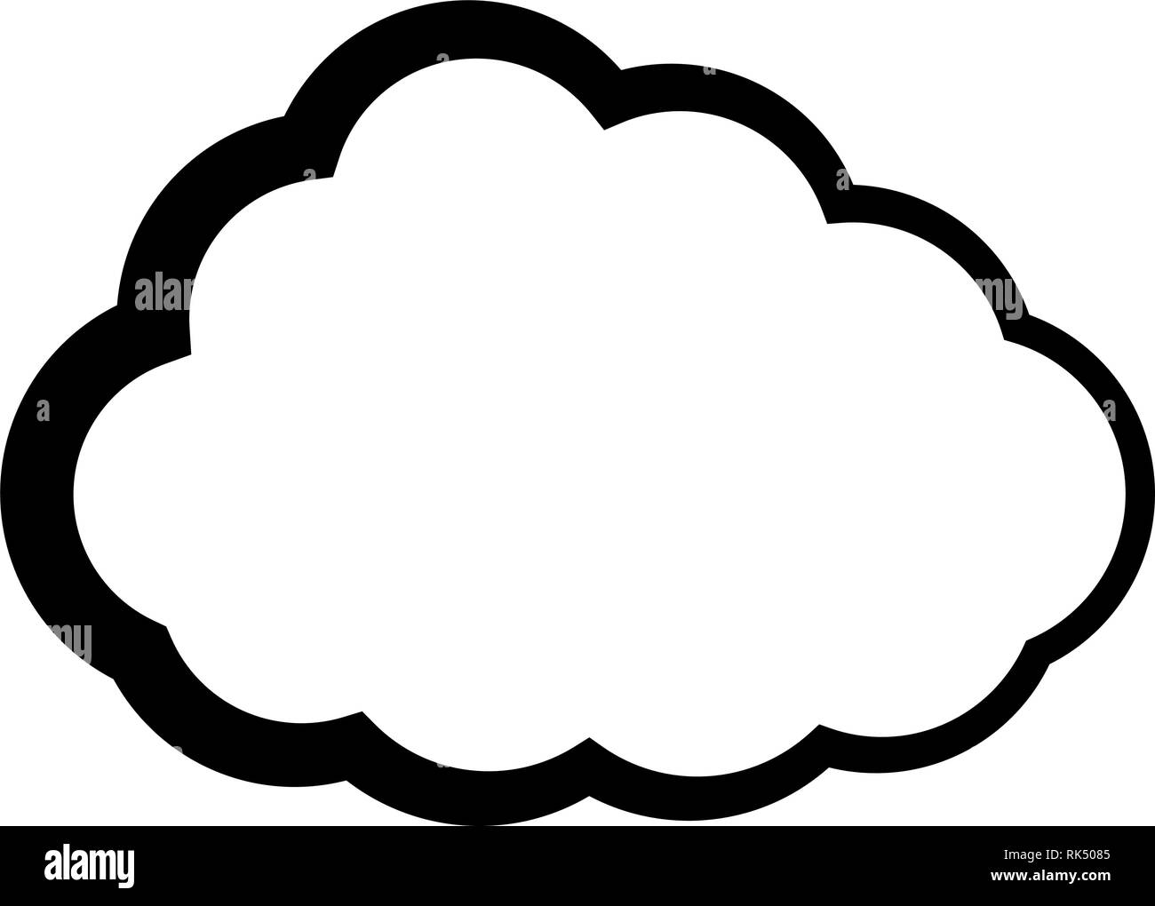 Cloud symbol icon - black simple outline, isolated - vector ...