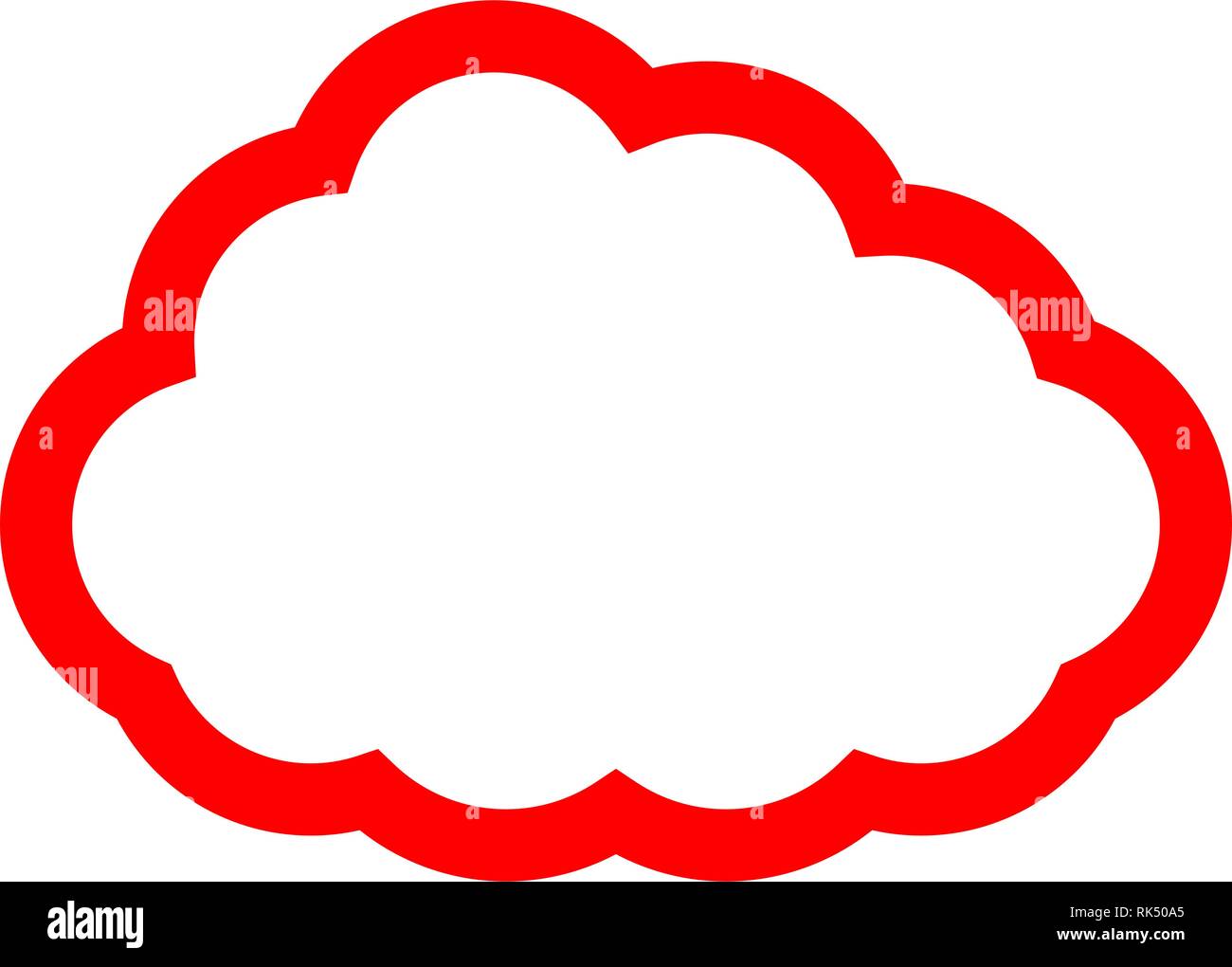 Cloud symbol icon - red simple outline, isolated - vector illustration ...