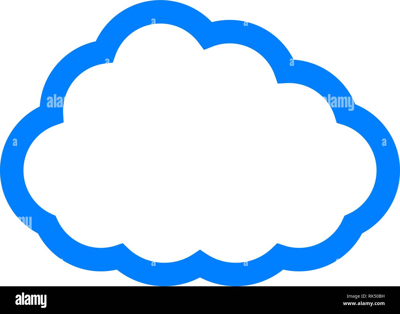 Cloud symbol icon - blue simple outline, isolated - vector illustration ...