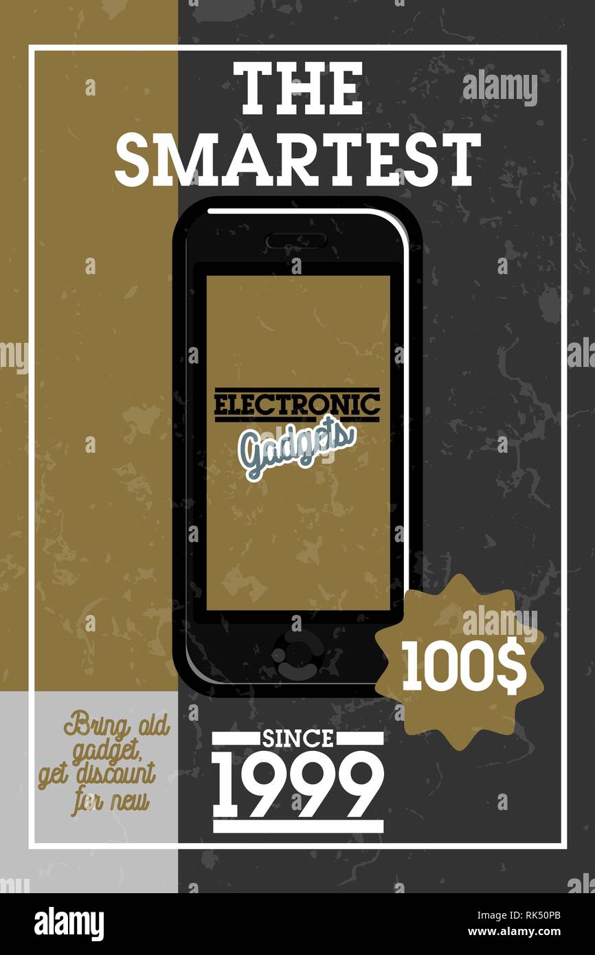 Color vintage electronic gadgets banner. Vector illustration, EPS 10 ...