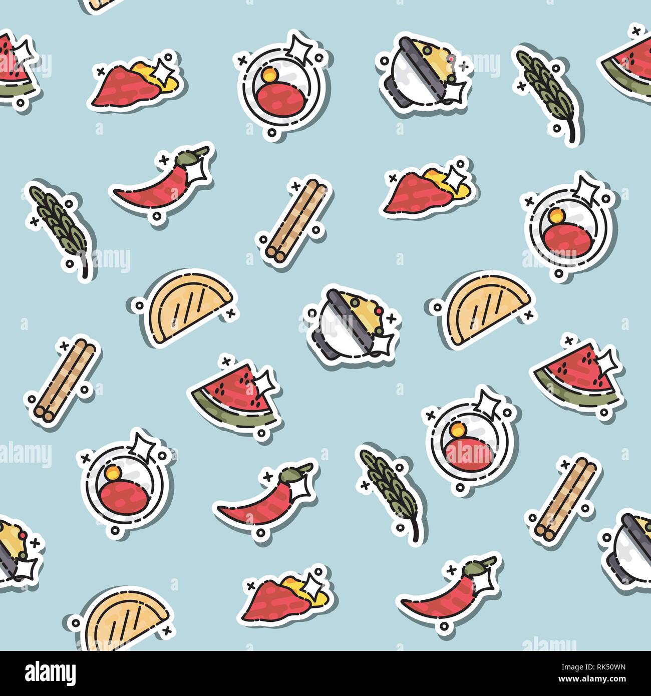 Colored Indian food concept pattern. Indian food brand elements Stock ...