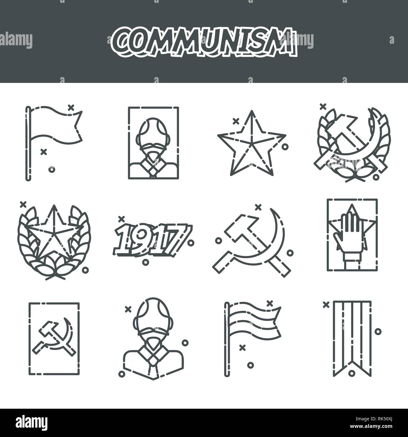 Communism cartoon concept icons. Vector illustration, EPS 10 Stock ...
