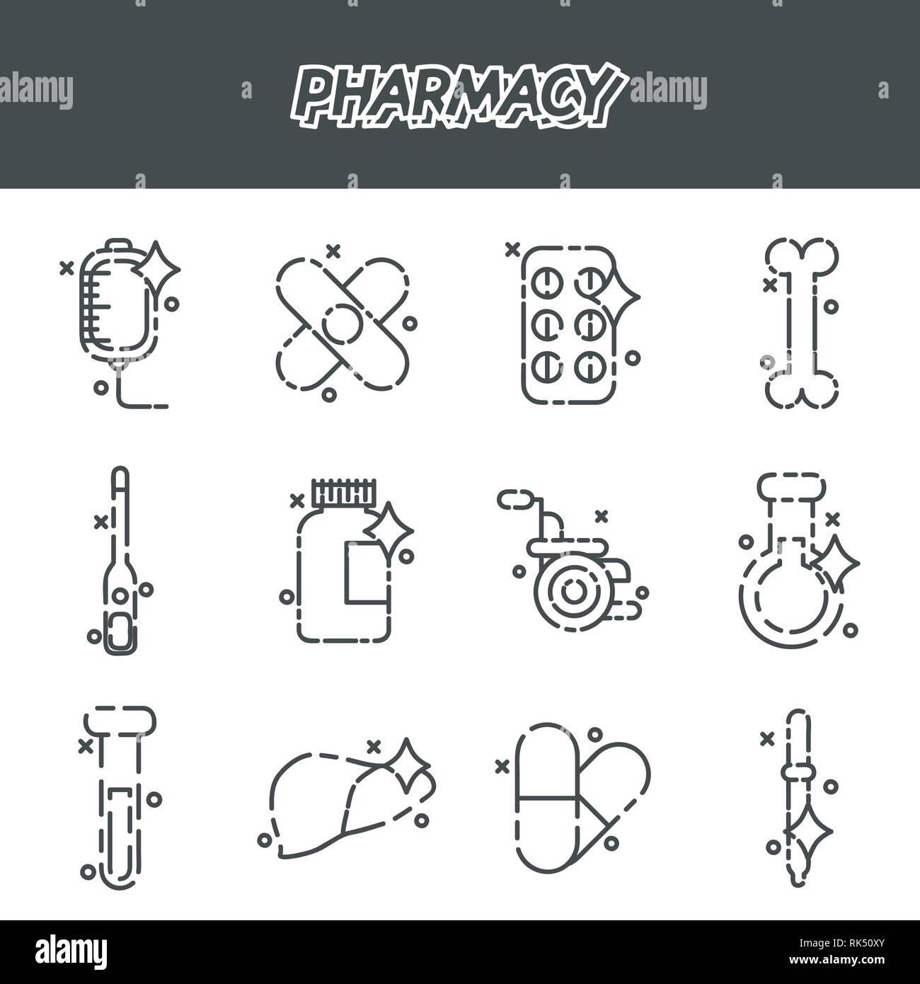 Pharmacy cartoon concept icons. Vector illustration, EPS 10 Stock ...