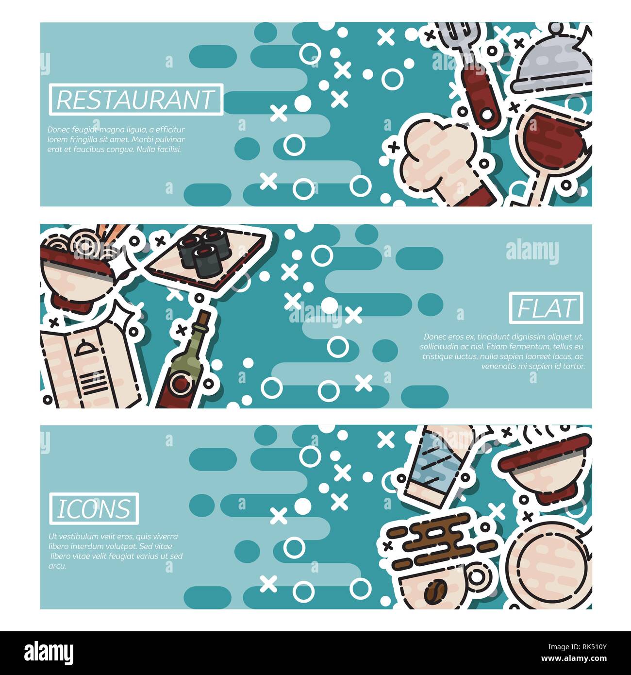 Set of Horizontal Banners about restaurant. Vector illustration, EPS 10 ...