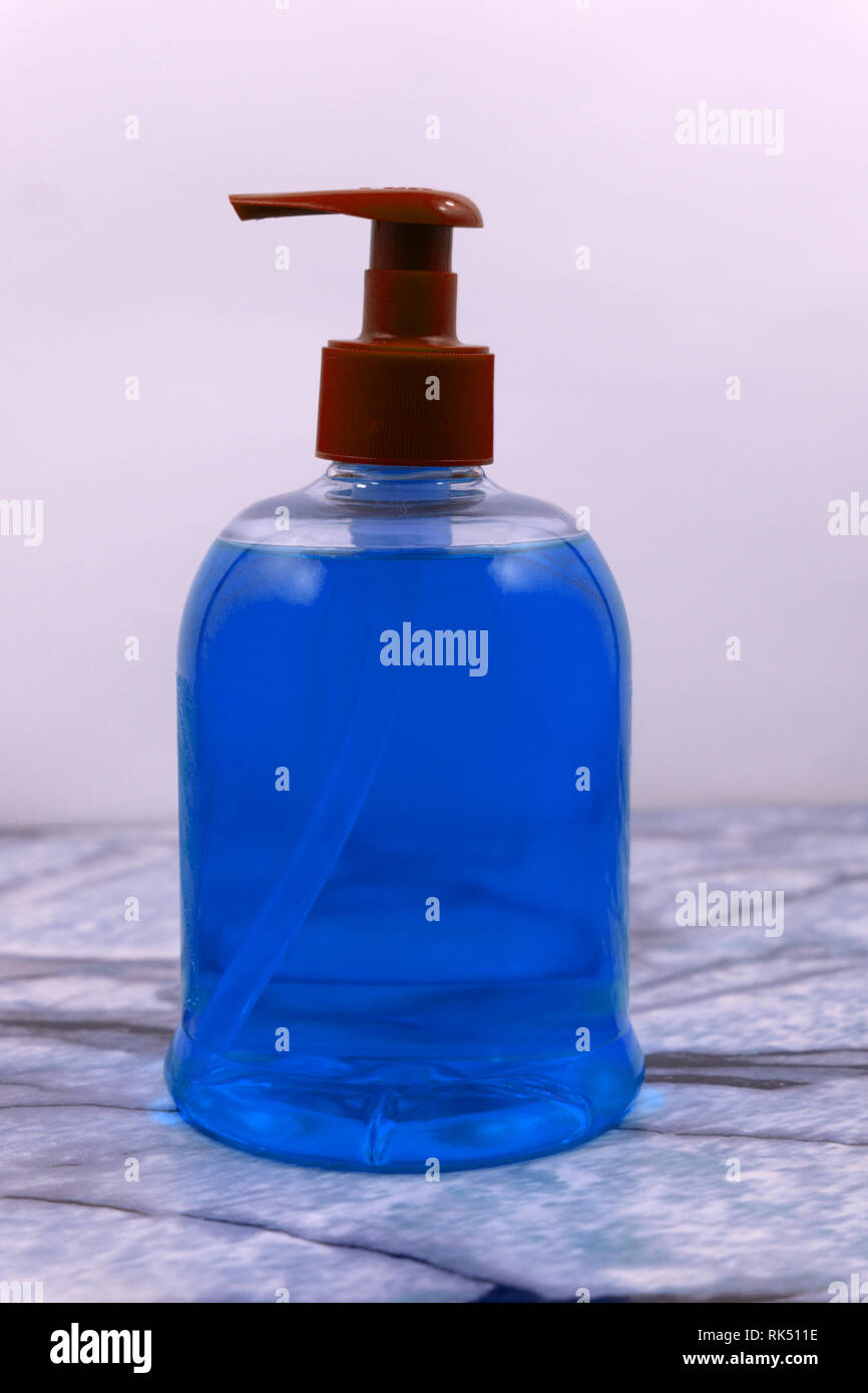 Dishwashing liquid detergent in plastic bottle isolated on white ...