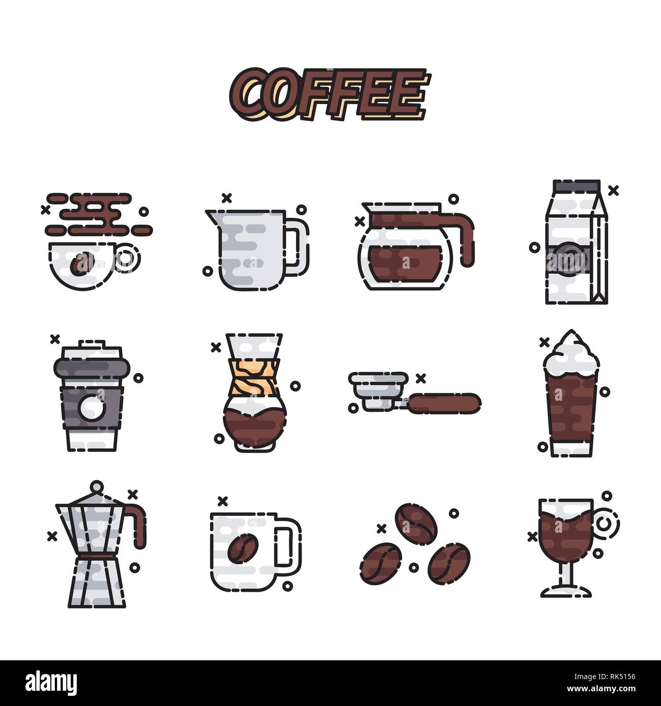 Coffee cartoon concept icons.Vector illustration, EPS 10 Stock Vector ...
