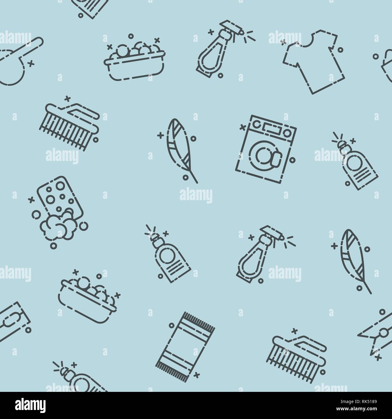 Laundry concept icons pattern with iron and reception symbols flat ...