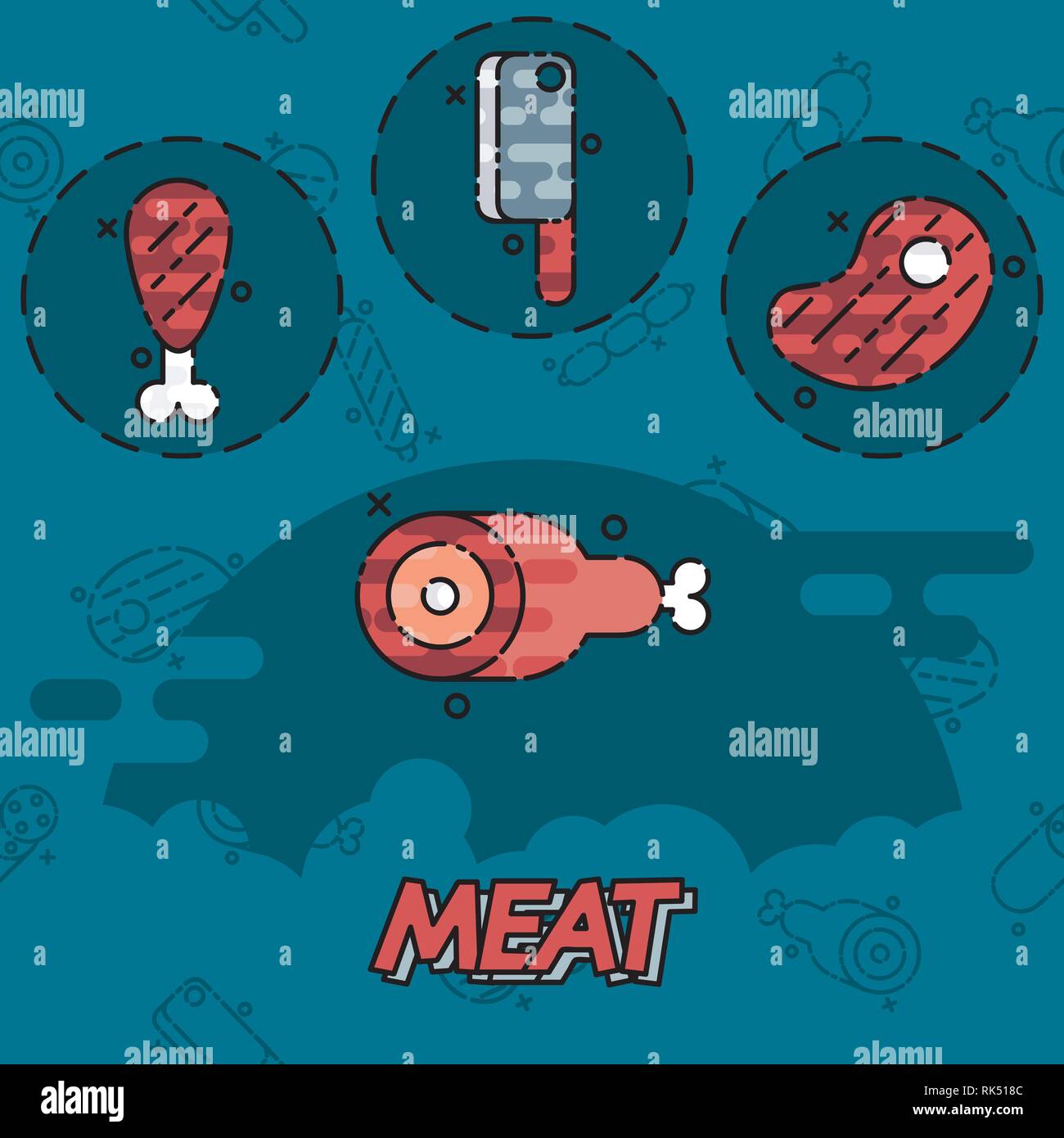 Meat flat concept icons. Vector illustration, EPS 10 Stock Vector Image ...