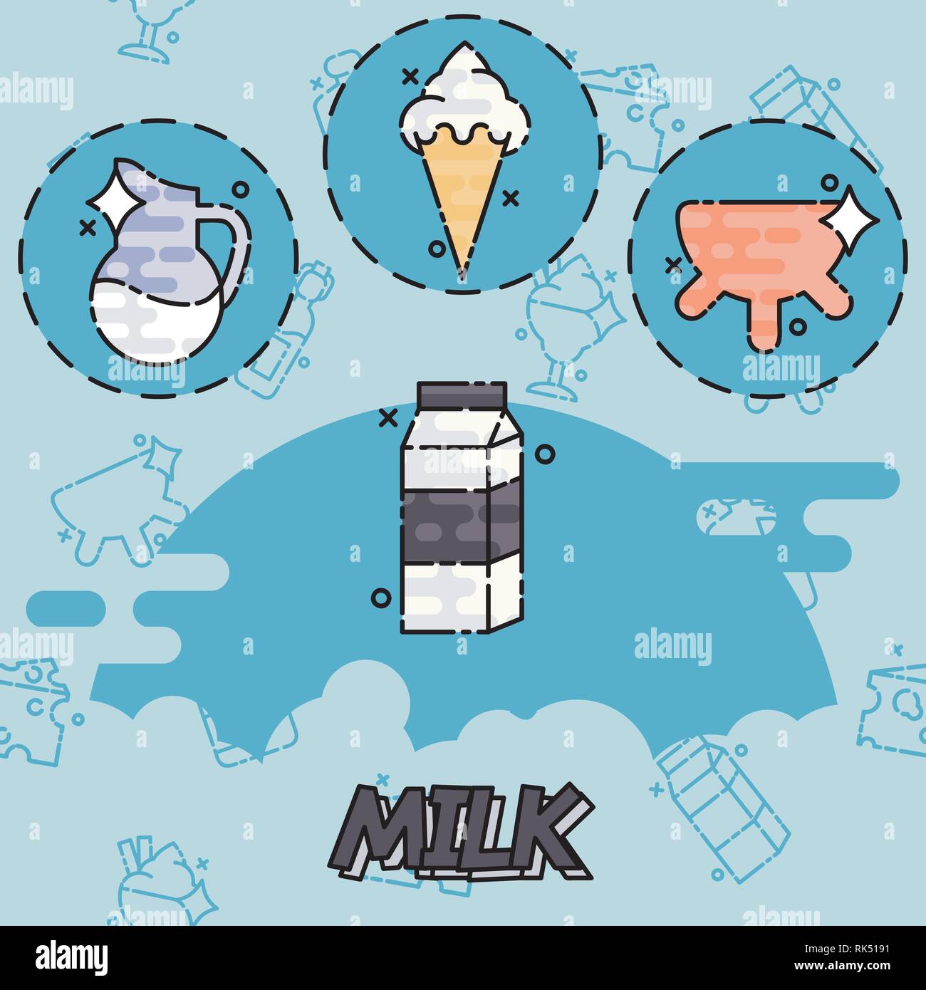 Milk production cartoon concept icons . Vector illustration, EPS 10 ...