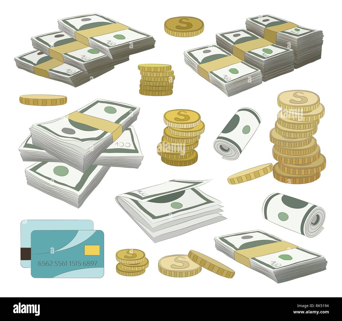 Collection of money isolated on white background. Vector illustration ...