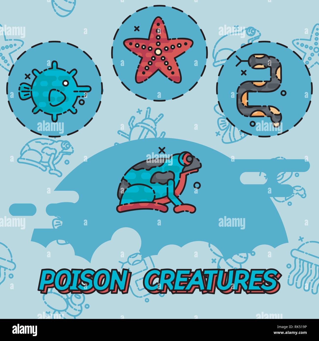 Poisonous creatures flat concept icons. Vector illustration, EPS 10 ...