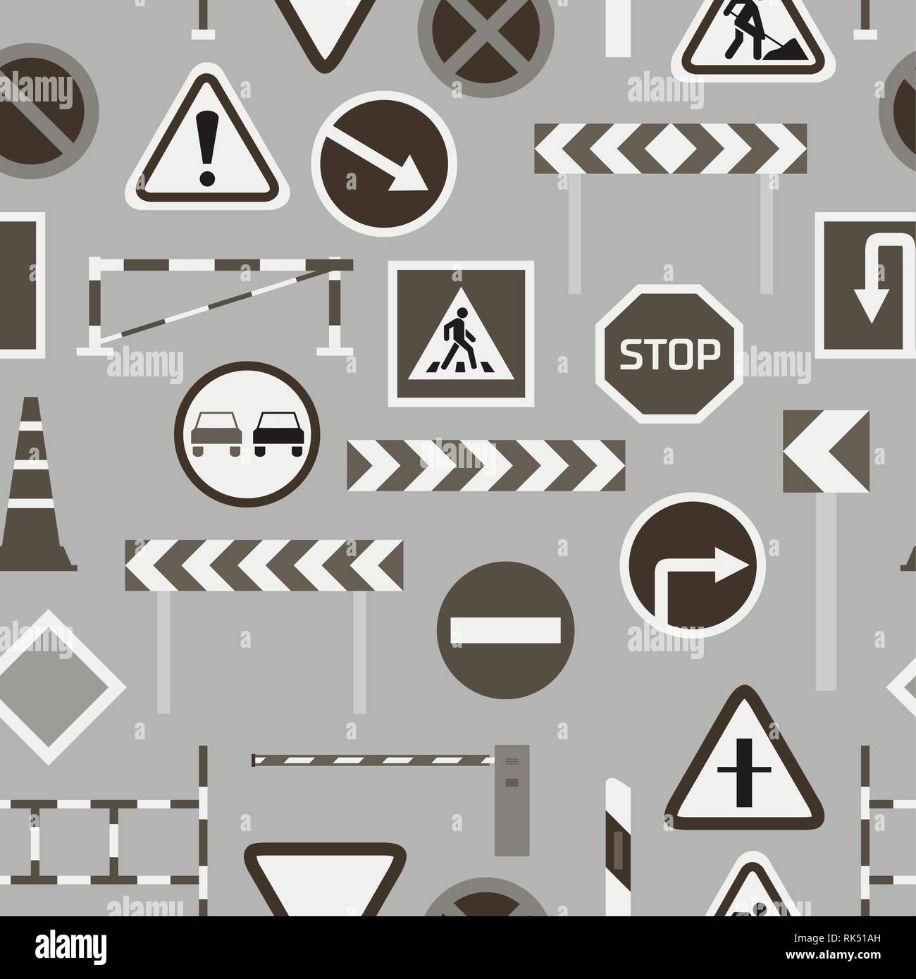Road barriers and signs pattern. Vector illustration, EPS 10 Stock ...