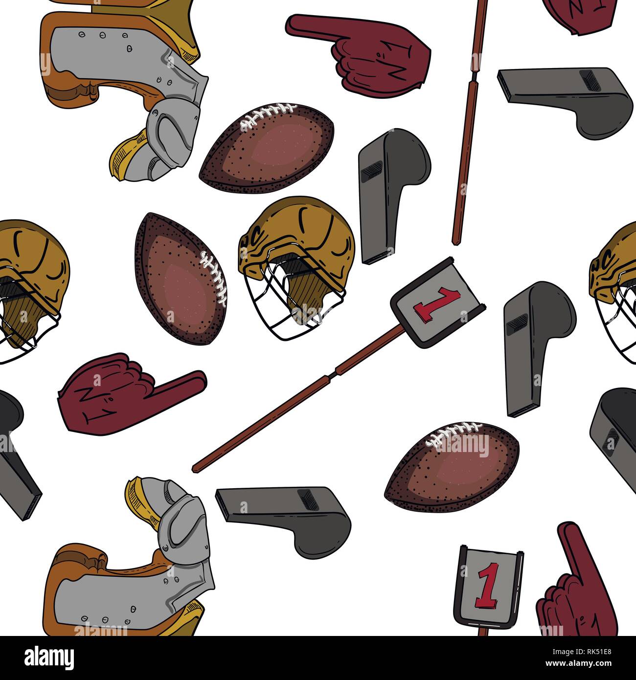 American Football Seamlees pattern with equipment such as helmet, cup ...
