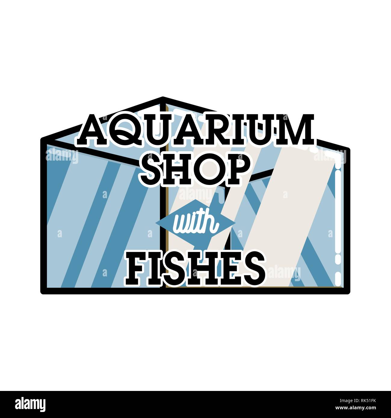 Color vintage aquarium shop emblem. Fish concept icon. Vector ...