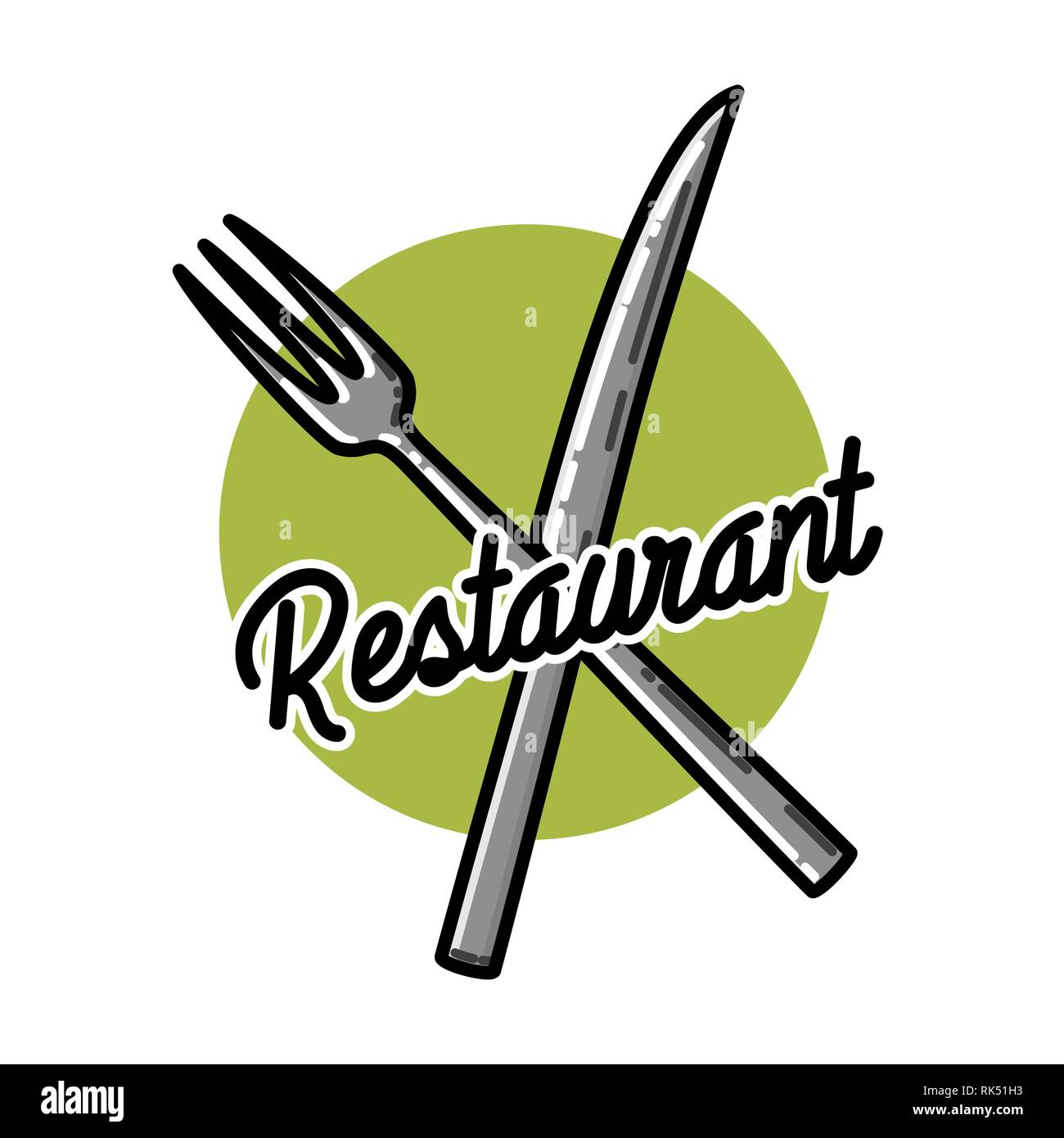 Color vintage restaurant emblem, design elements and badge. Vector ...