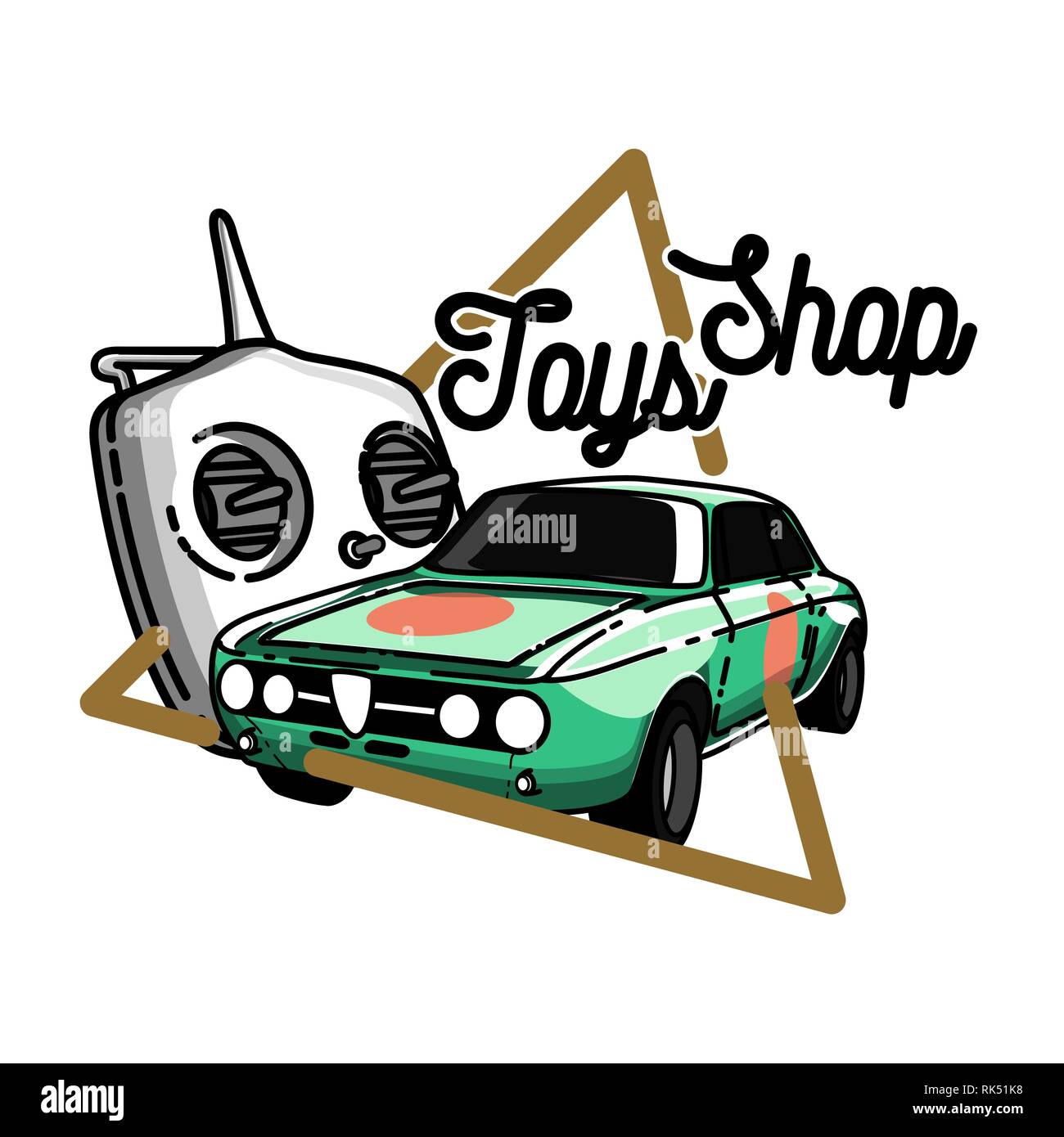 Color vintage toys shop emblem, label, badge and design elements ...