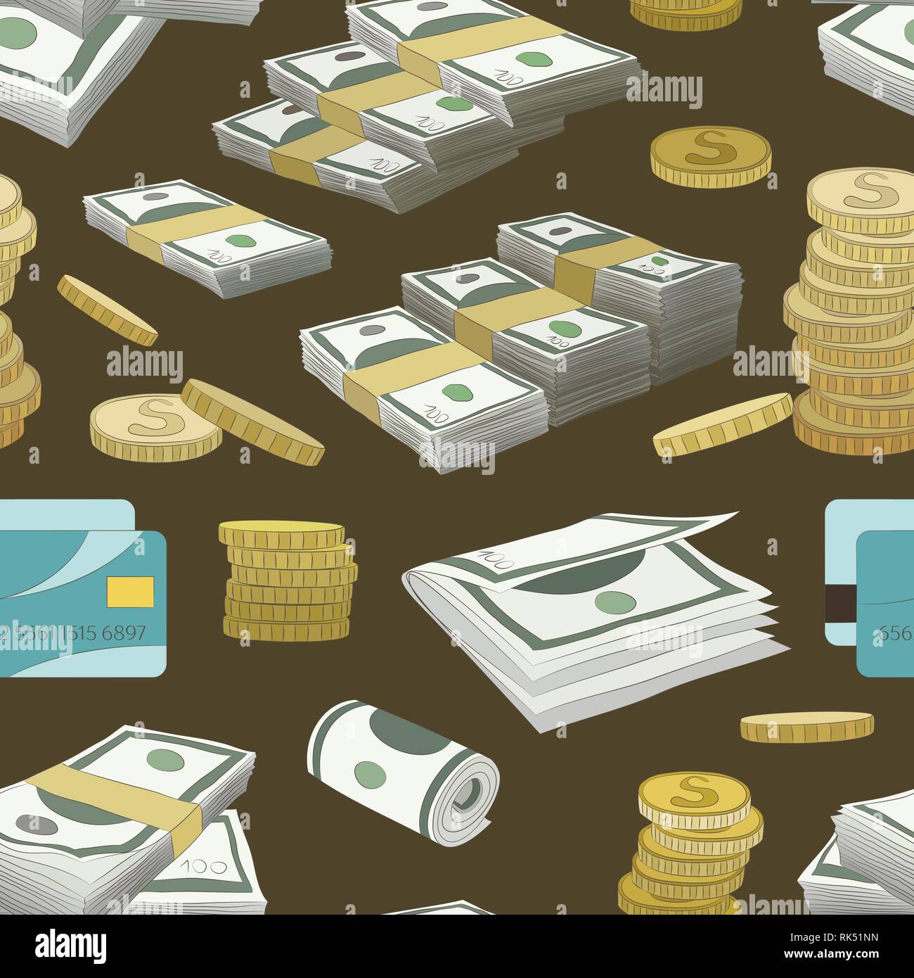 Money set pattern on color background. Vector illustration, EPS 10 ...