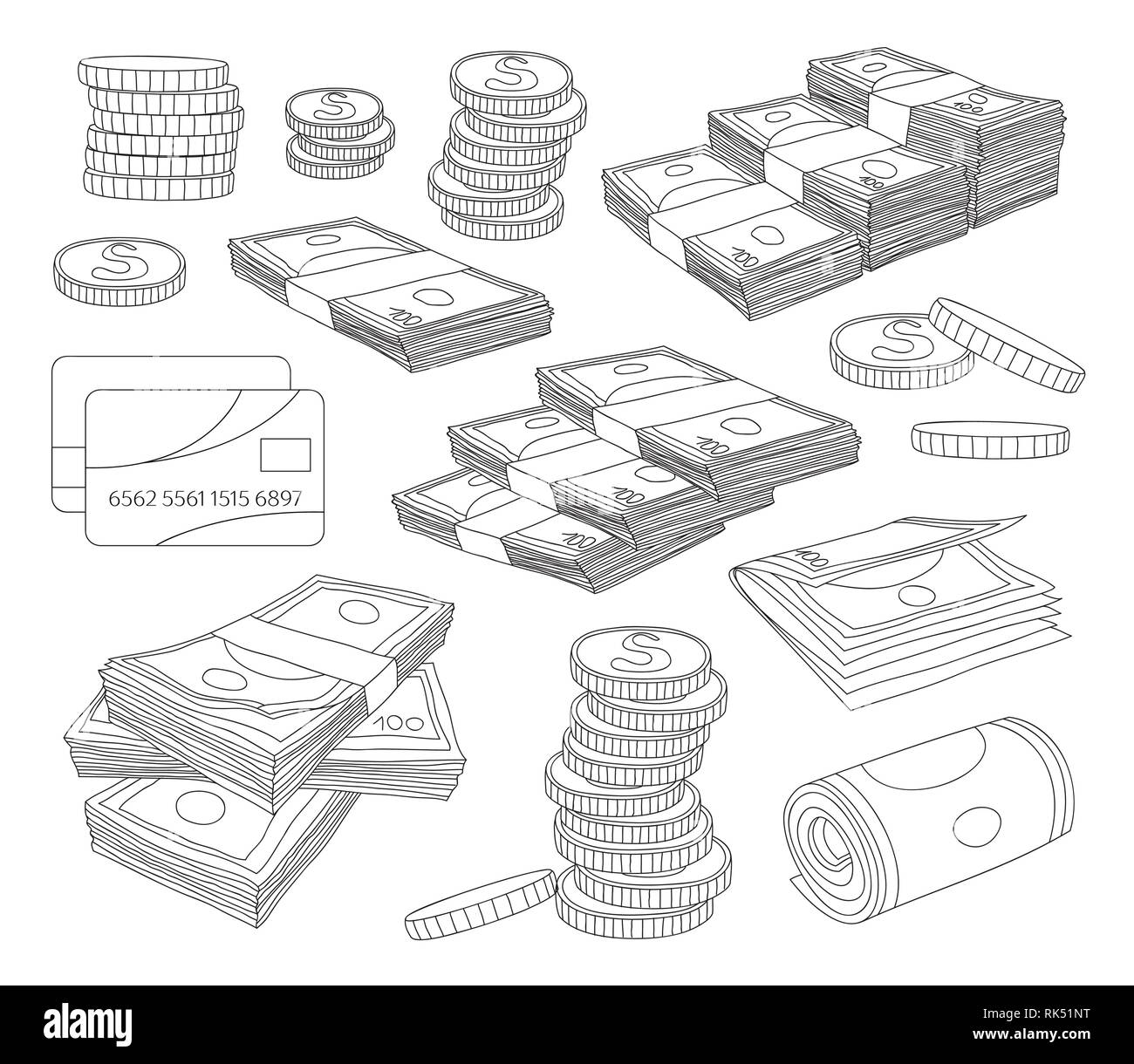 Collection of money isolated on white background. Vector illustration ...