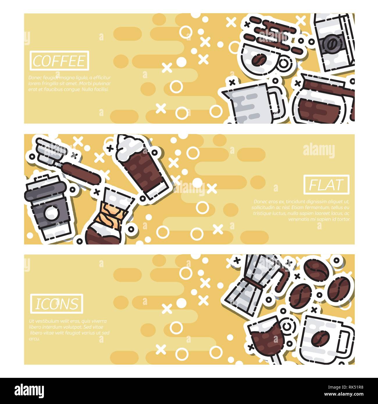 Set of Horizontal Banners about coffee. Vector illustration, EPS 10 ...