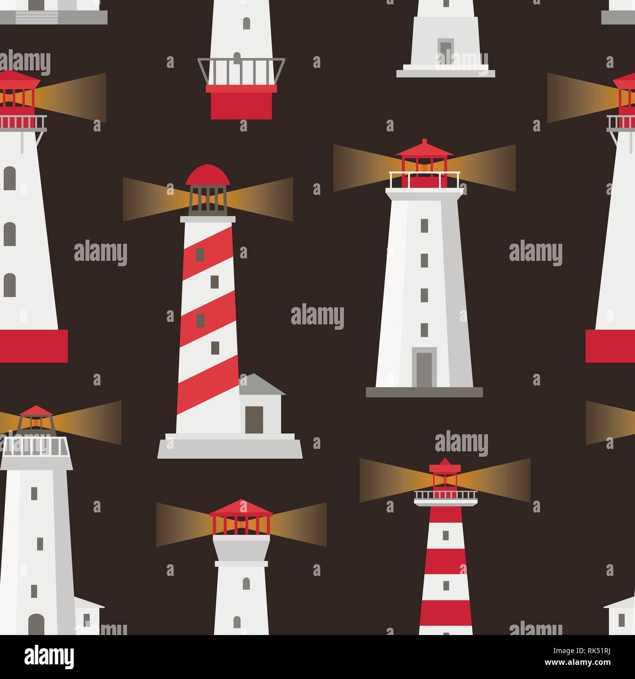 Set of lighthouses pattern. Vector illustration, EPS 10 Stock Vector ...