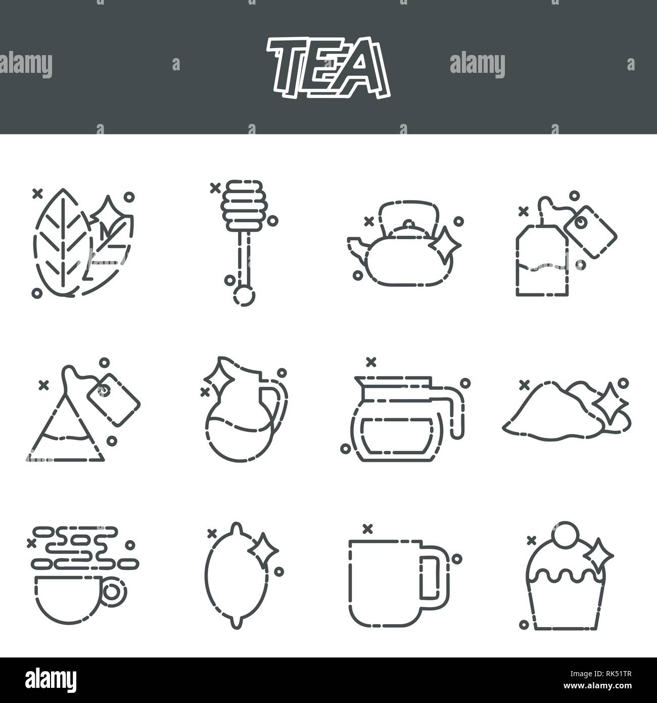 Tea cartoon concept icons . Tea ceremony. Vector illustration, EPS 10 ...
