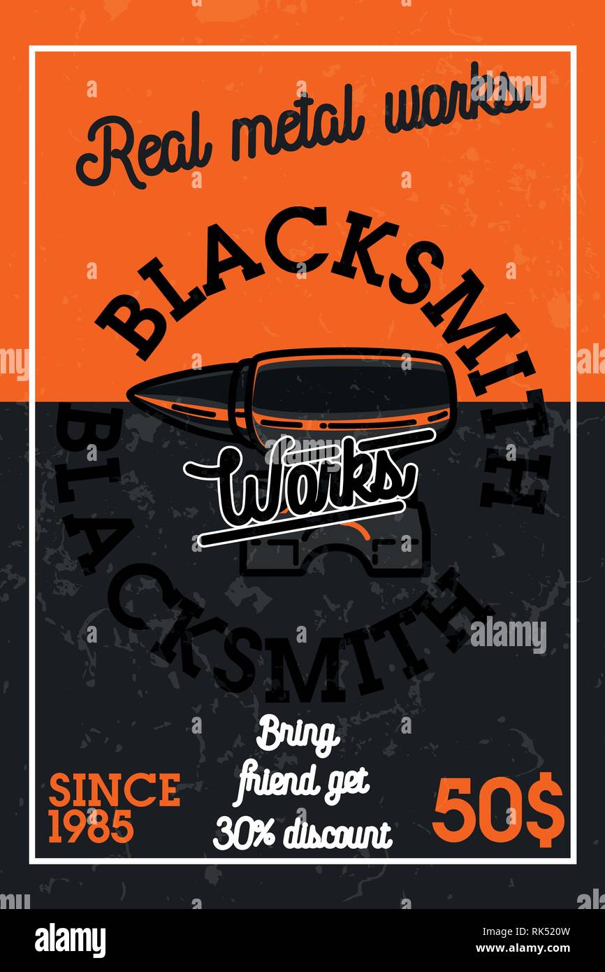 Color vintage blacksmith banner. Vector illustration, EPS 10 Stock ...