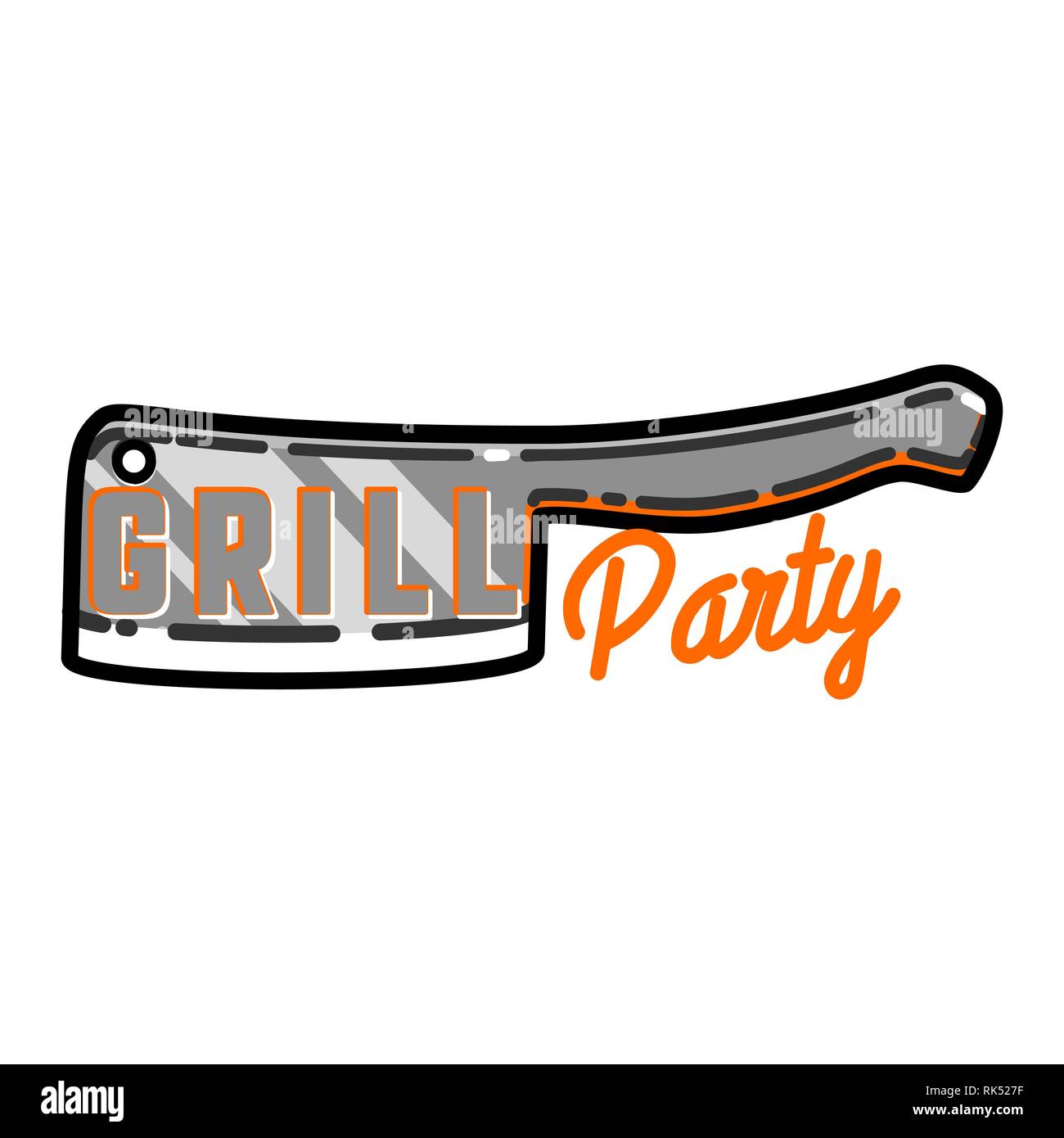 Color vintage grill party emblem for grill bar and bbq. Vintage grill ...