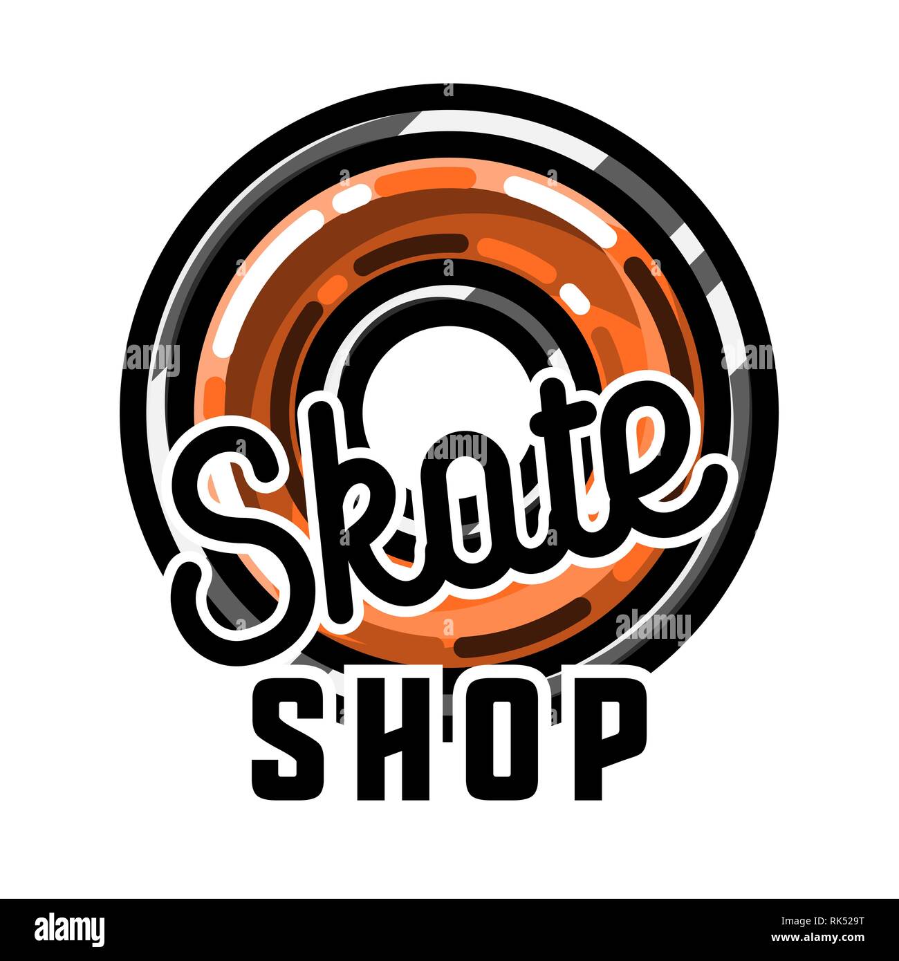 Color vintage skate shop emblem. Skate themed design elements for your ...
