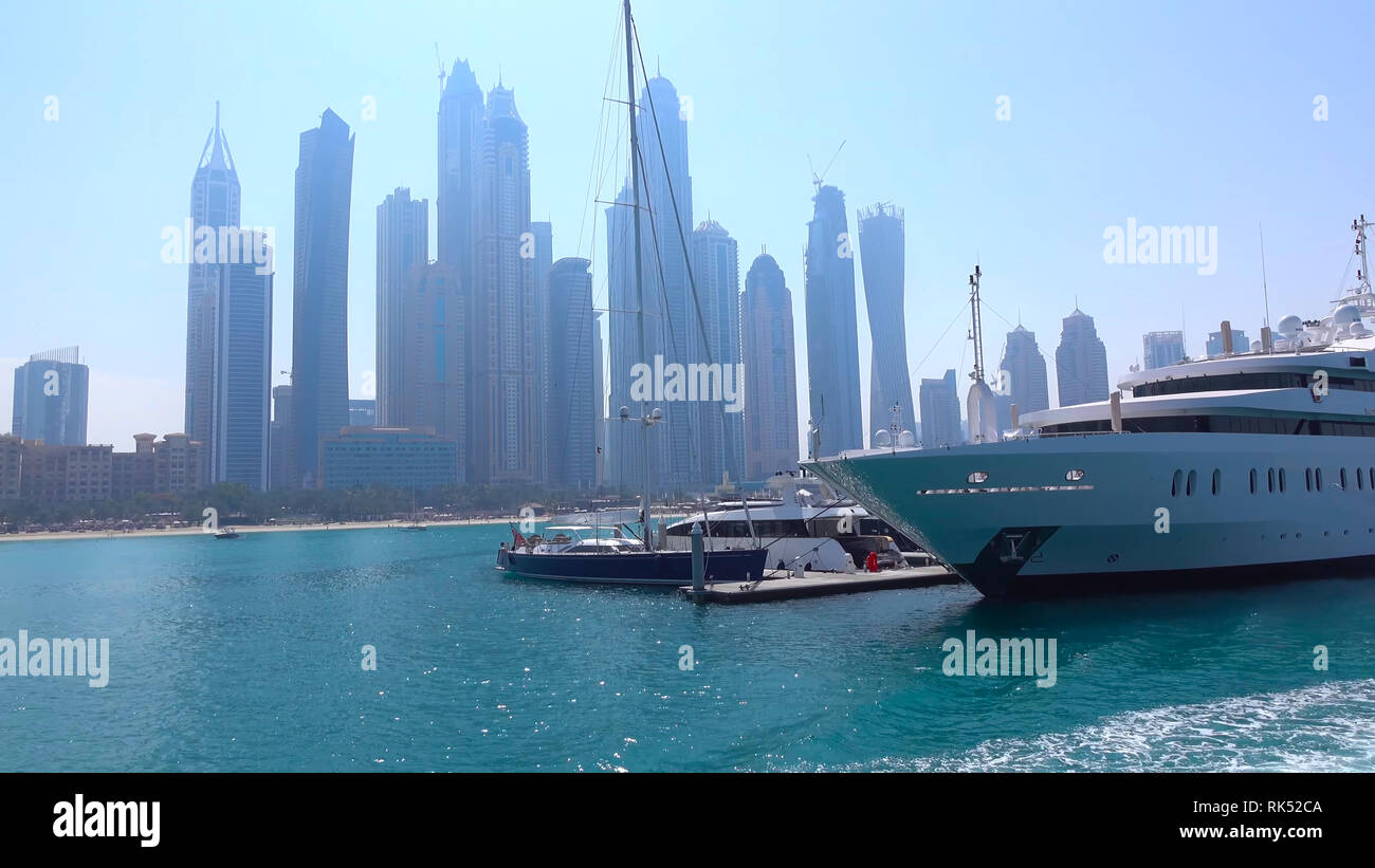 Marine skyscrapers, dubai sea, yacht, ship, vessel, boat 2019 Stock ...