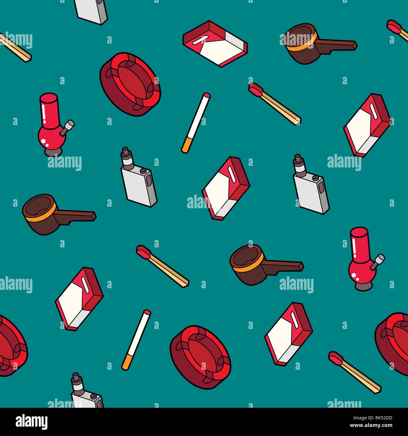 Smoking flat outline isometric pattern. Vector illustration, EPS 10 ...