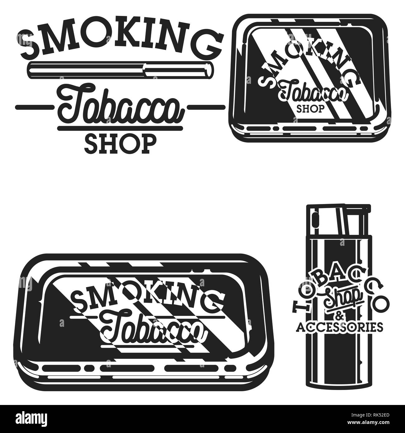 Color vintage tobacco shop emblems. Smoke shop. Gentleman club badge ...