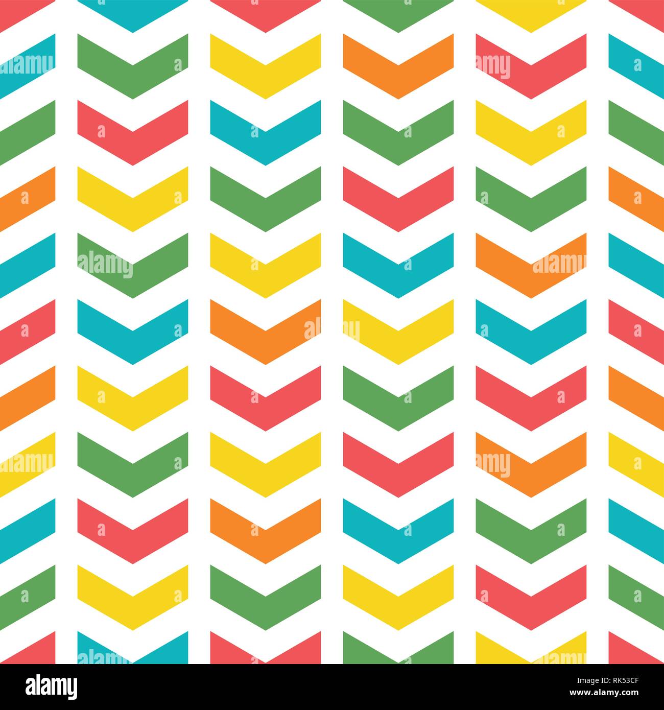 Vector colorful arrow repeat seamless pattern. Pink, orange, blue green ...