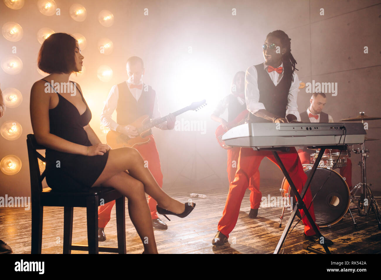 vip guest. consert for one person, band performing their song for a ...